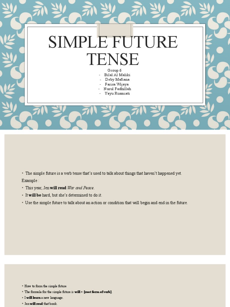 Simple Future Tense | PDF | Verb | Syntax