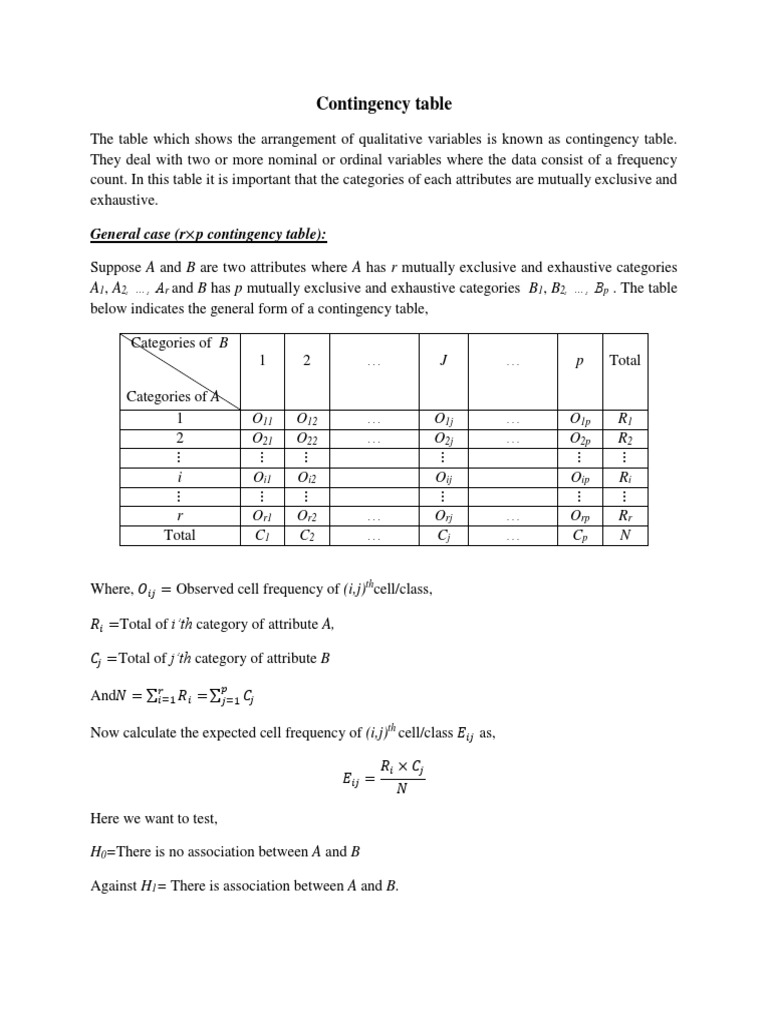 Analysis of Contingency Table Corrected | PDF