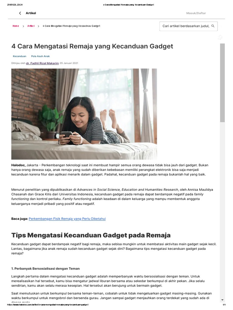 4 Cara Mengatasi Remaja Yang Kecanduan Gadget | PDF | Kesehatan Holistik