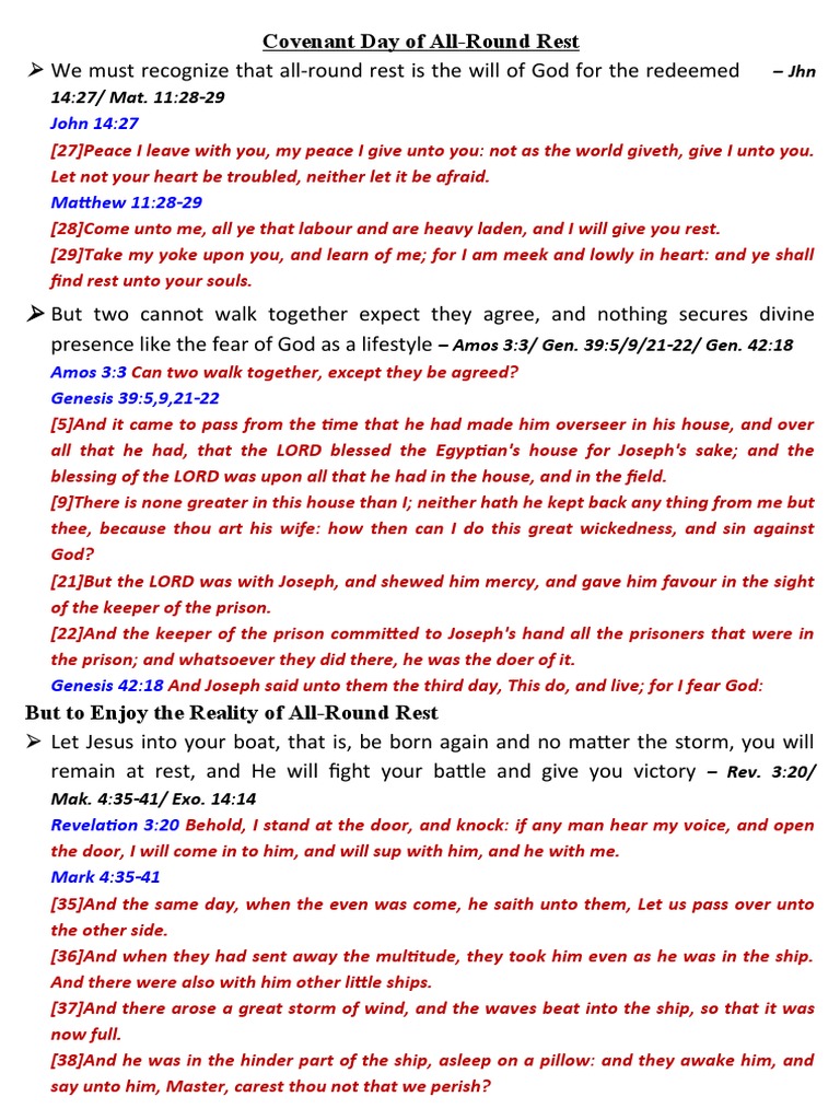 (With Script) Covenant Day of All Round Rest - June 2023-1 | Download ...