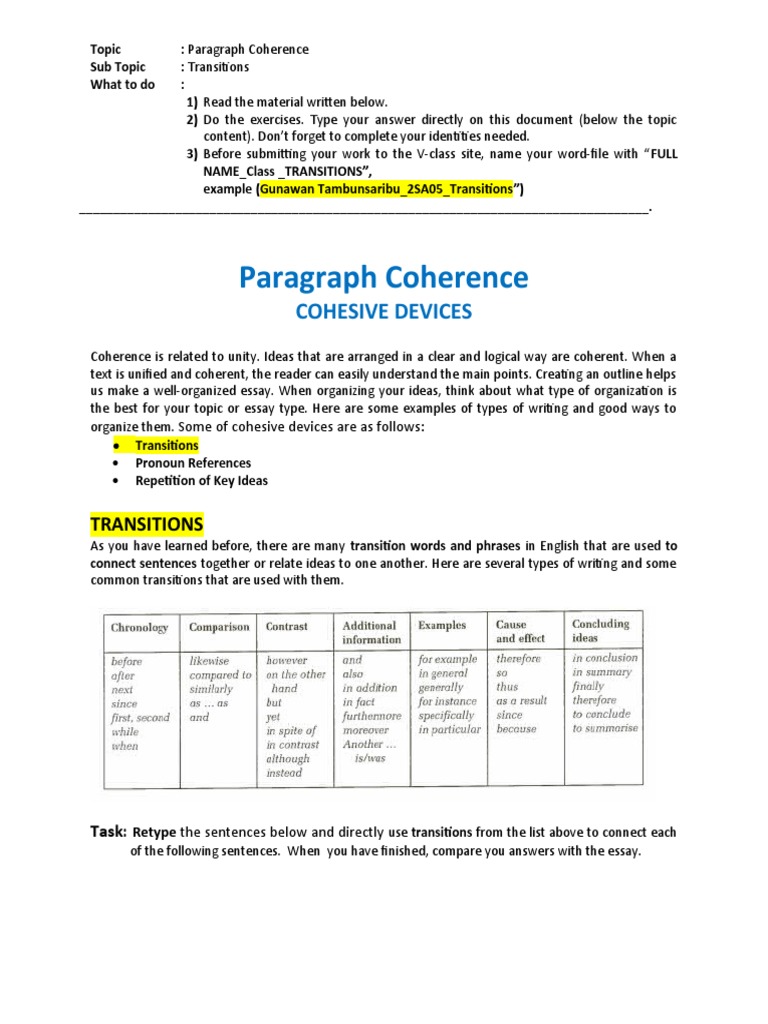 Paragraph Coherence | PDF