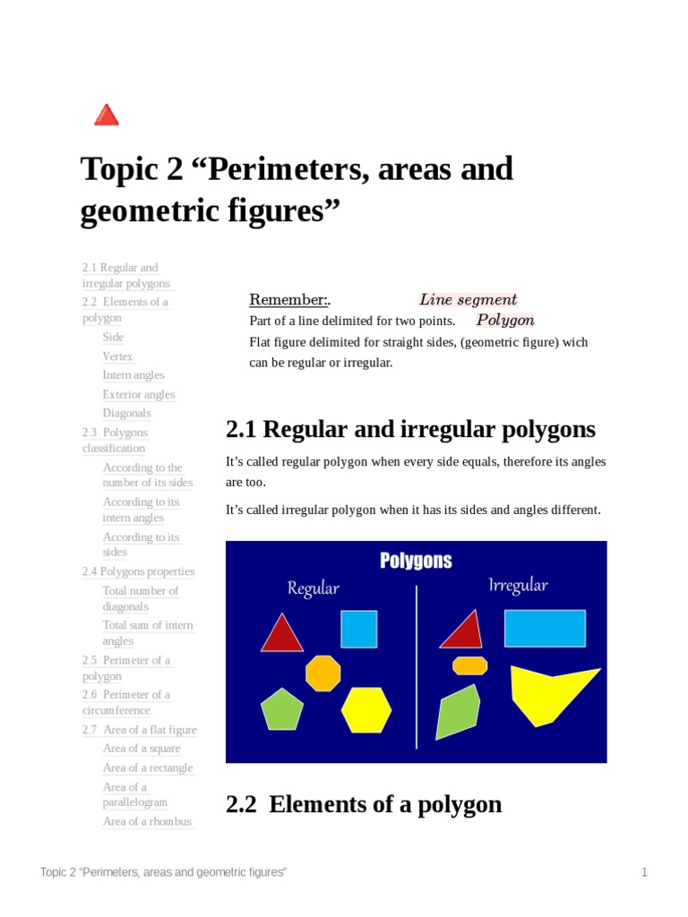 Topic 2 Perimeters Areas and Geometric Figures | PDF | Area | Euclidean ...