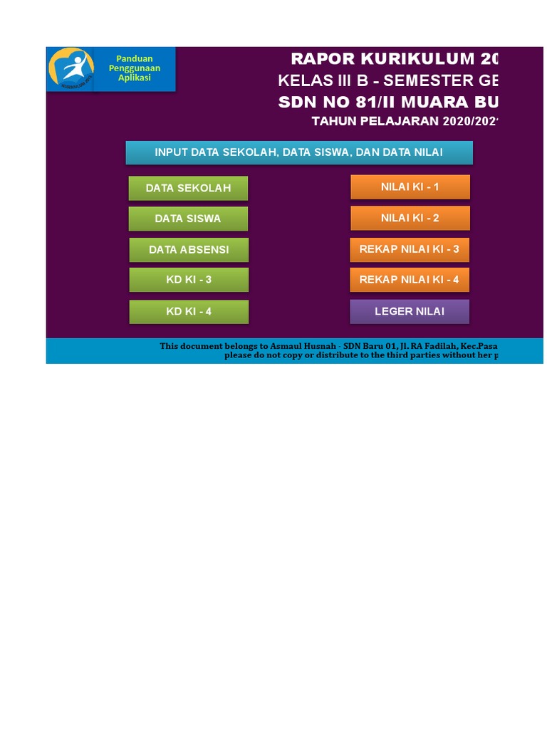Contoh Rapor Kelas 3 SD | PDF