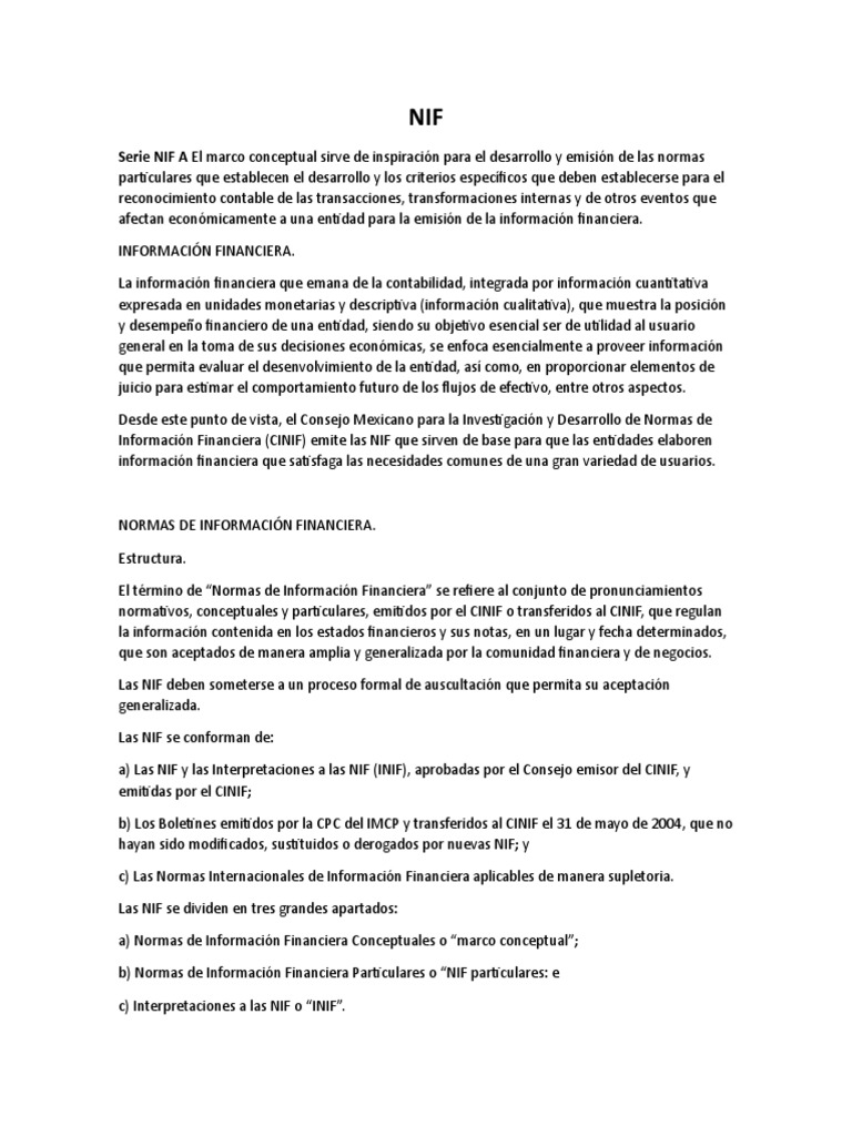Nif A1 | PDF | Contabilidad | Estado financiero