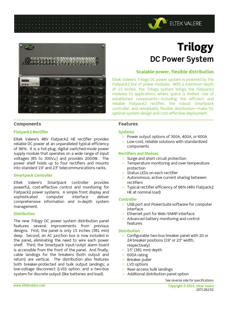 Eltek-Trilogy-DC-power-system | PDF | Rectifier | Power (Physics)
