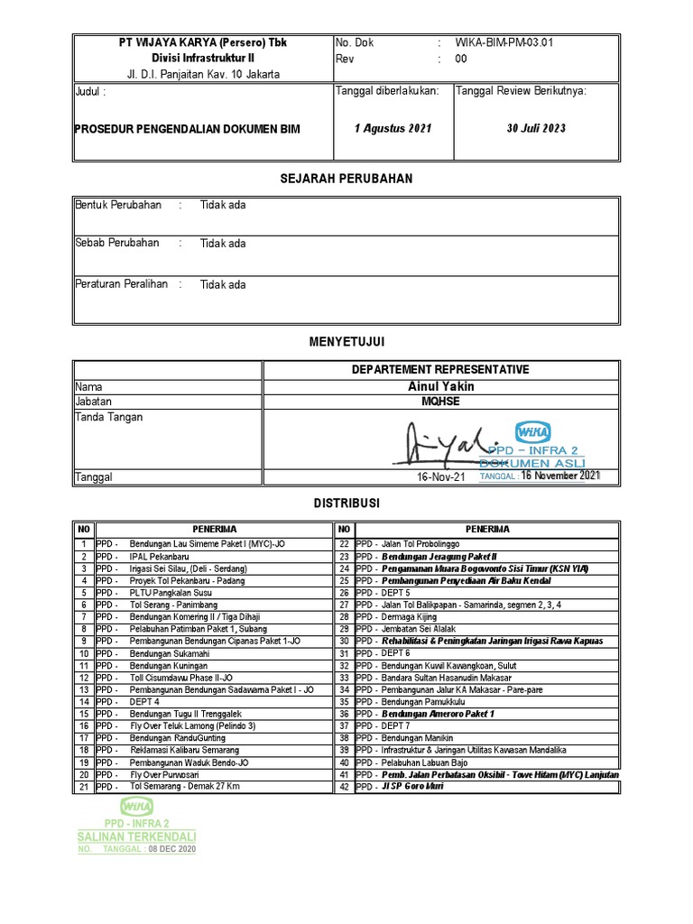 06 Wika-bim-pm-03.01 - Prosedur Pengendalian Dokumen Bim (00) | PDF