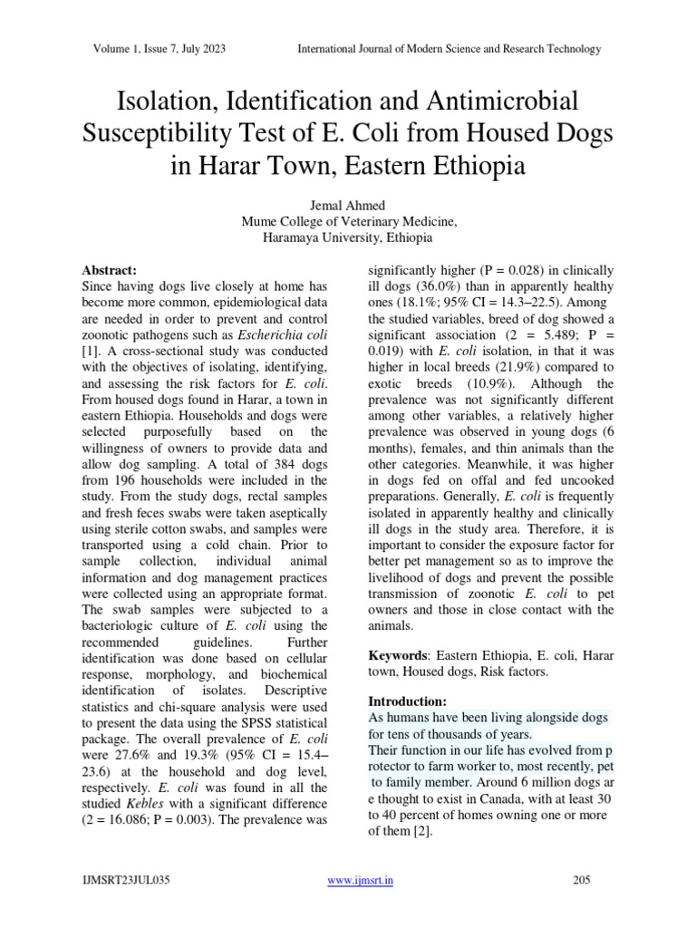 Isolation, Identification and Antimicrobial Susceptibility Test of E ...