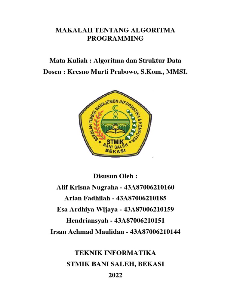 Makalah Algoritma Dan Struktur Data (Algoritma Programming) | PDF