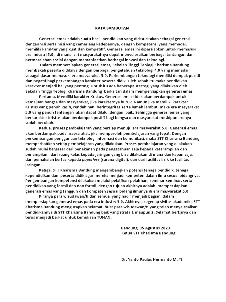 Kata Sambutan Buku Wisuda | PDF