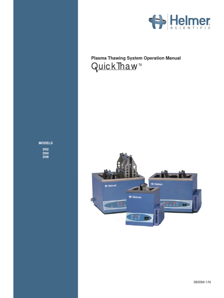 Plasma Thawer Operation Manual 3600941 | PDF