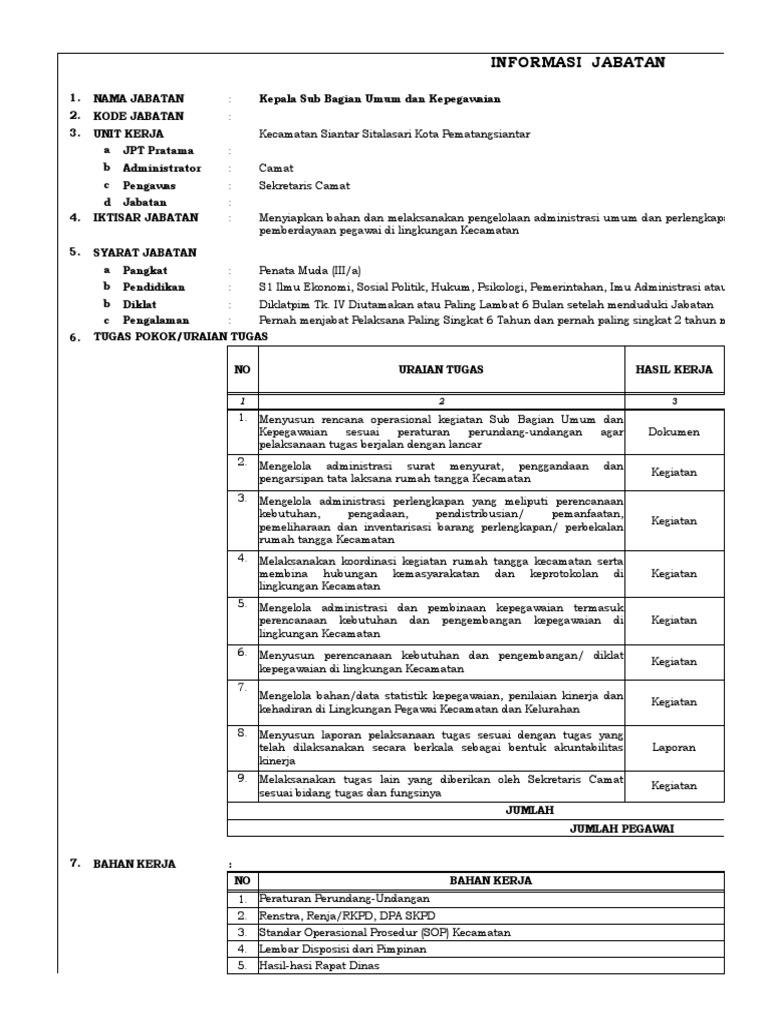Kasubbag Umum Dan Kepegawaian | PDF