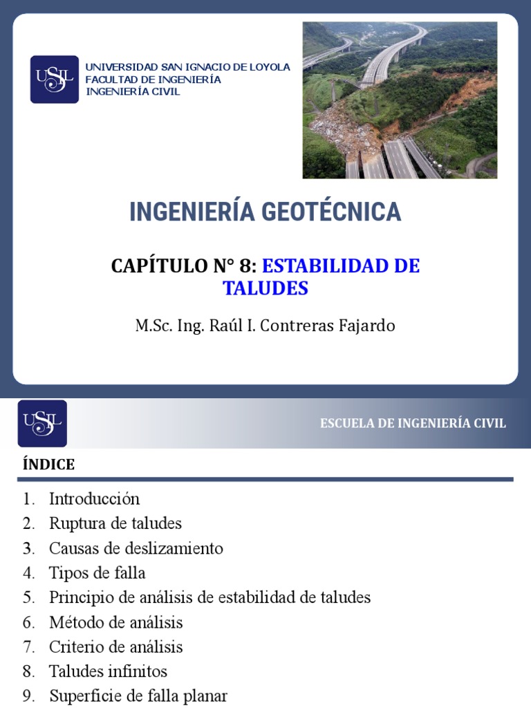 Cap. N°8-Estabilidad de Taludes | PDF | Falla (geología) | Matemáticas