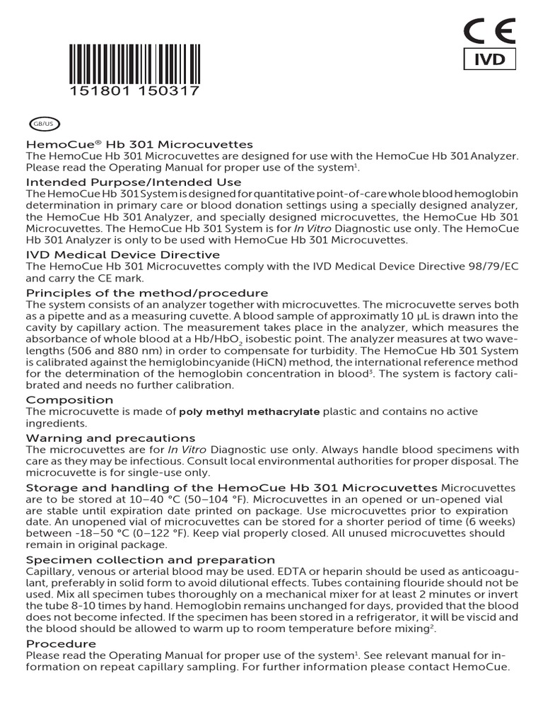 Hb301 Microcuvettes | PDF | Clinical Medicine