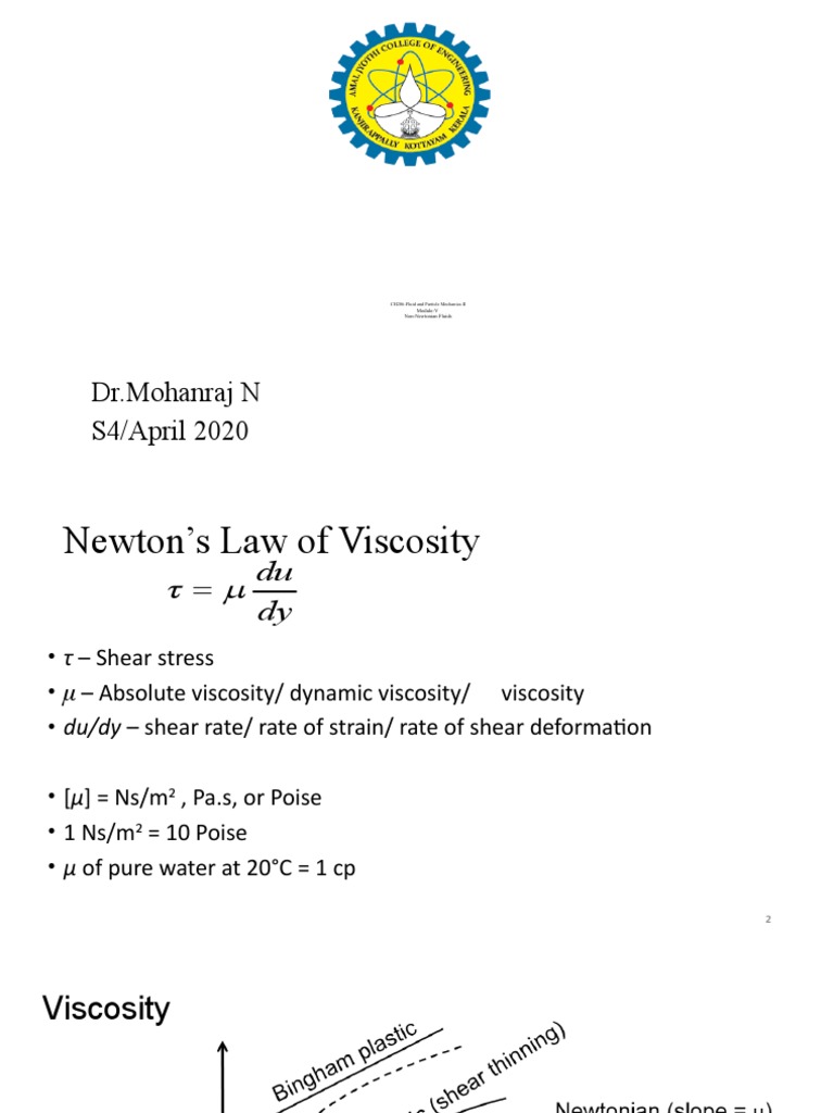 MODULE 5.1 PPT5.1 Non-Newtonian Fluids | PDF | Viscosity | Shear Stress