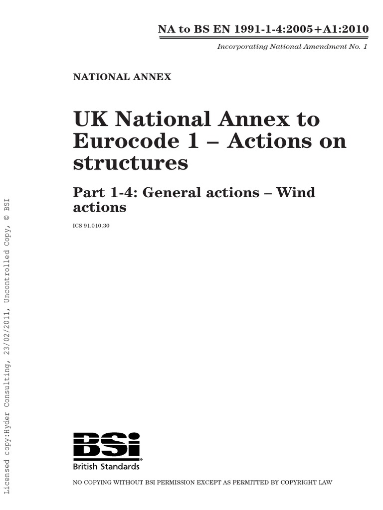 BS en 1991-1-4 NA Actions On Structures - General Actions - Wind ...