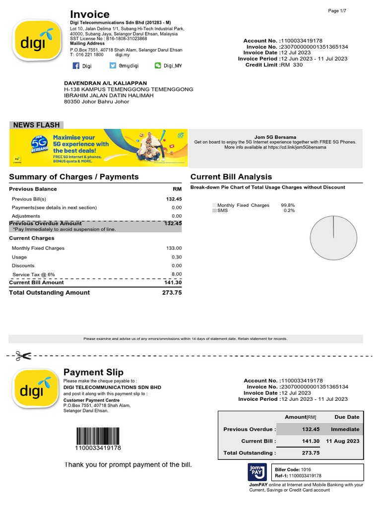 Digi Bill 13513651340.010360825015067633 | PDF | Cheque | Credit Card