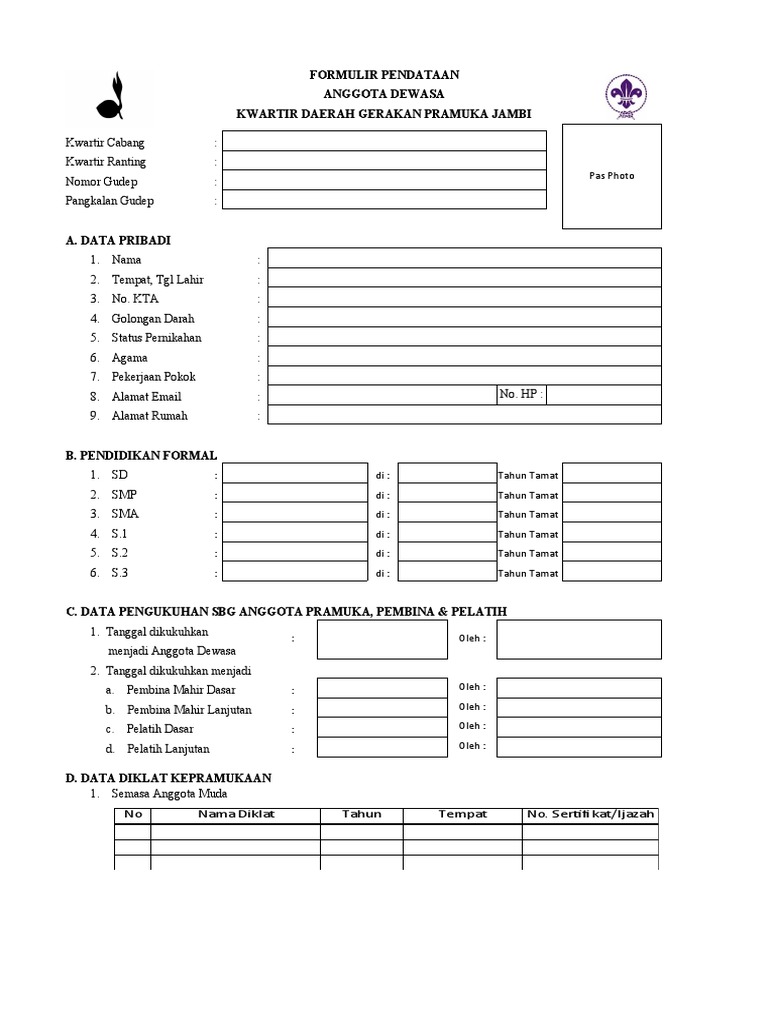 Form Pendataan | PDF Form Pendataan | PDF