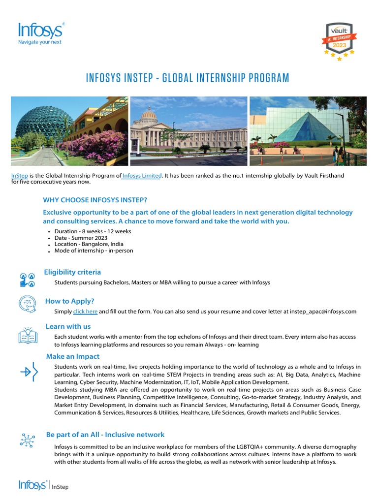 Infosys Instep - Global Internship Program | PDF | Internship | Job Hunting