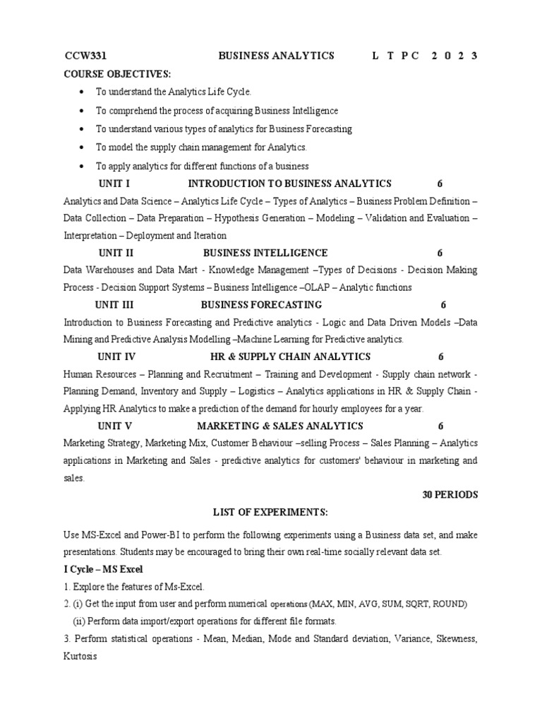 CCW331 | PDF | Analytics | Predictive Analytics