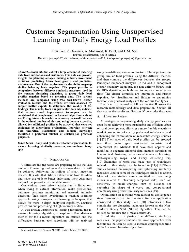 Customer Segmentation Using Unsupervised Learning On Daily Energy Load ...