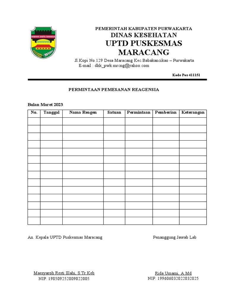 Bukti Pemesanan Reagensia | PDF