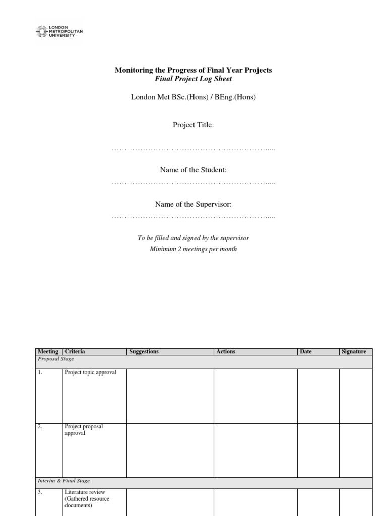 Supervisor Log Sheet | PDF