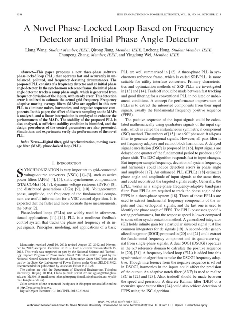 A Novel Phase Locked Loop Based On Frequency Detector And Initial Phase