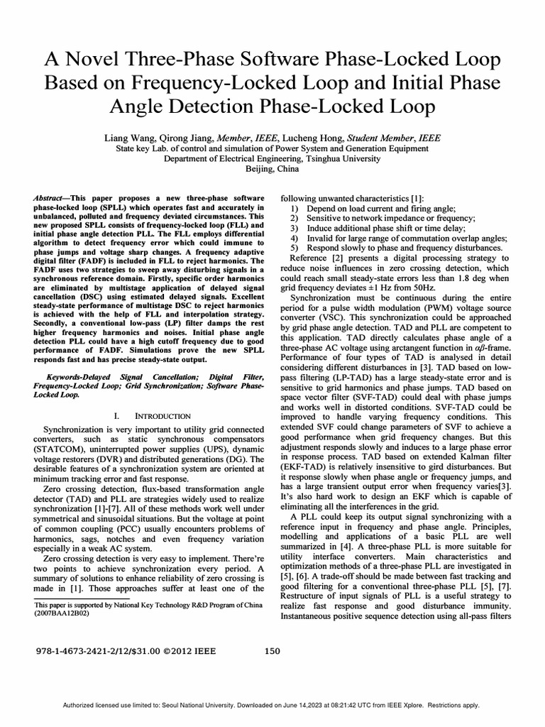 A Novel Three-Phase Software Phase-Locked Loop Based On Frequency ...