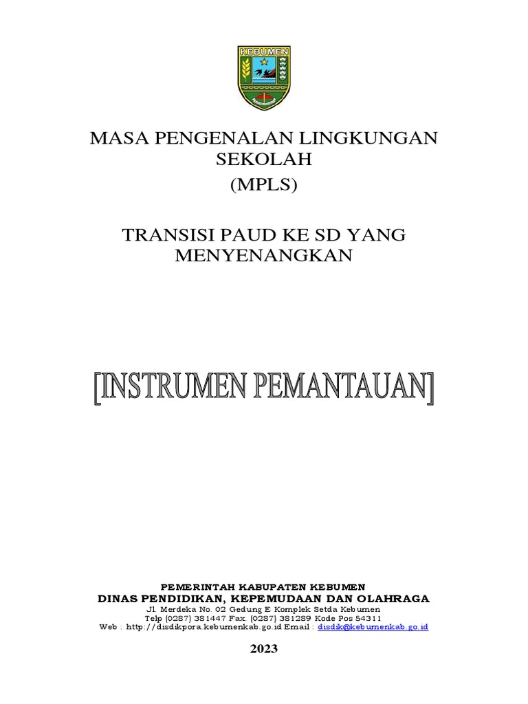 Instrumen Pemantauan MPLS Transisi PAUD-SD | PDF