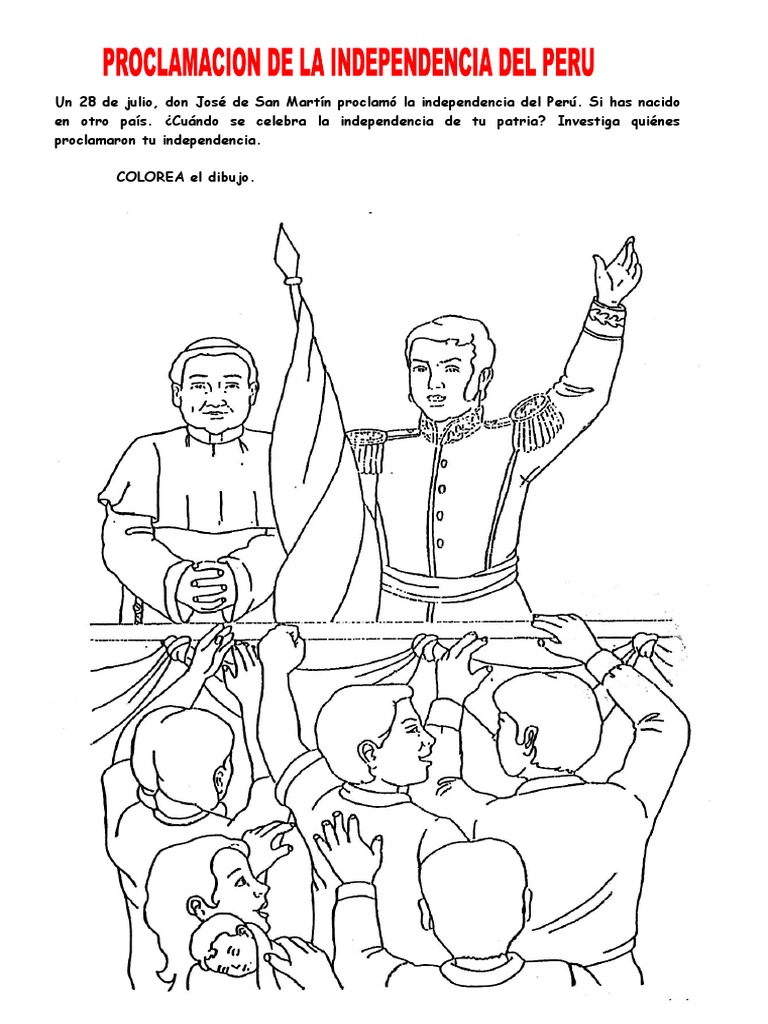 Dibujo para colorear: Independencia del Perú | PDF