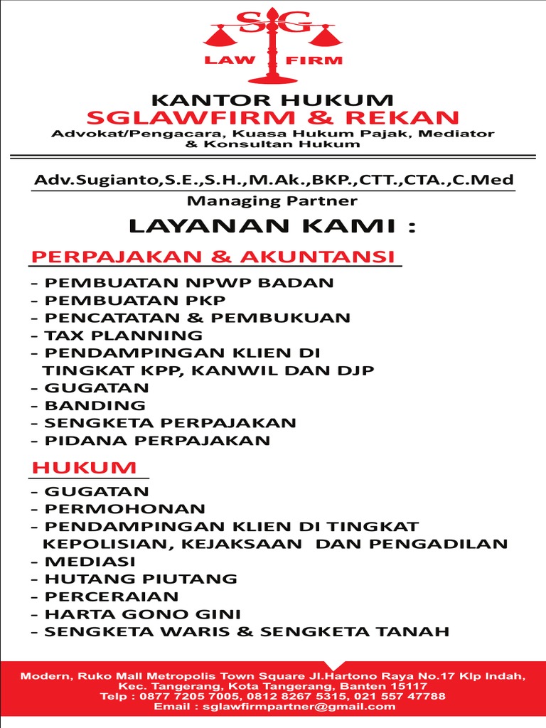 Layanan Hukum SGLAWFIRM & Rekan | PDF | Hukum