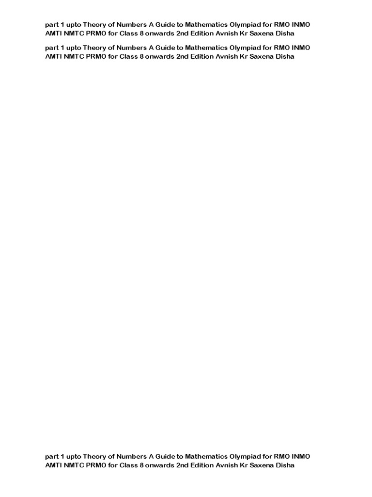 Dokumen - Pub - Part 1 Upto Theory of Numbers A Guide To Mathematics ...