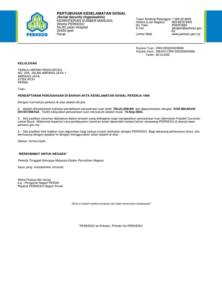 Letter of Successful Registration | PDF