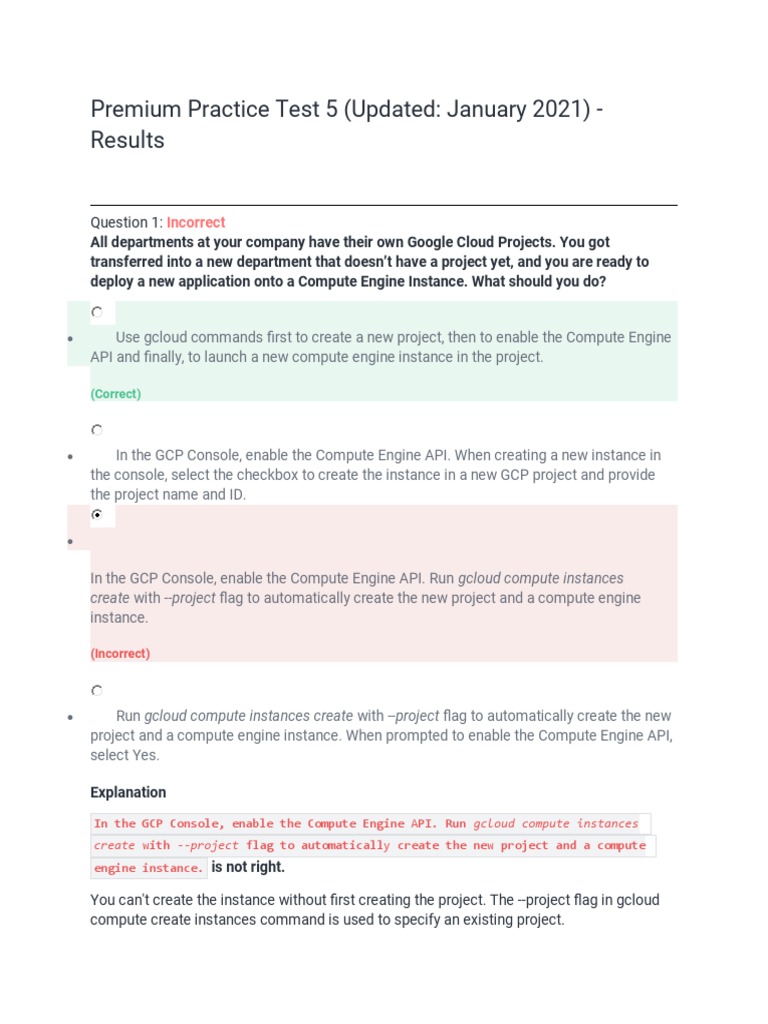 GCP-ACE-Premium Practice Test 5 | PDF | Cloud Computing | Transport ...