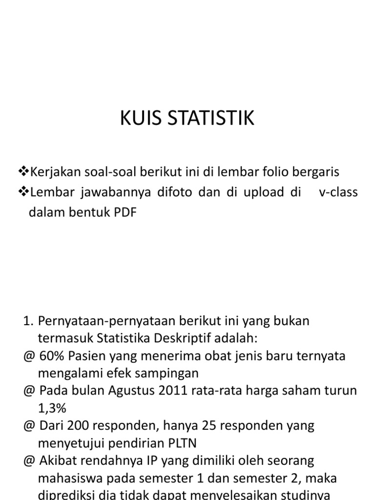 Kuis Statistik - Ata 2022-2023 | PDF