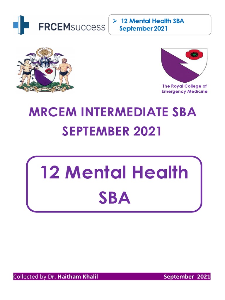 12 Mental Health SBA-1 | PDF | Mood Disorders | Mental Disorder