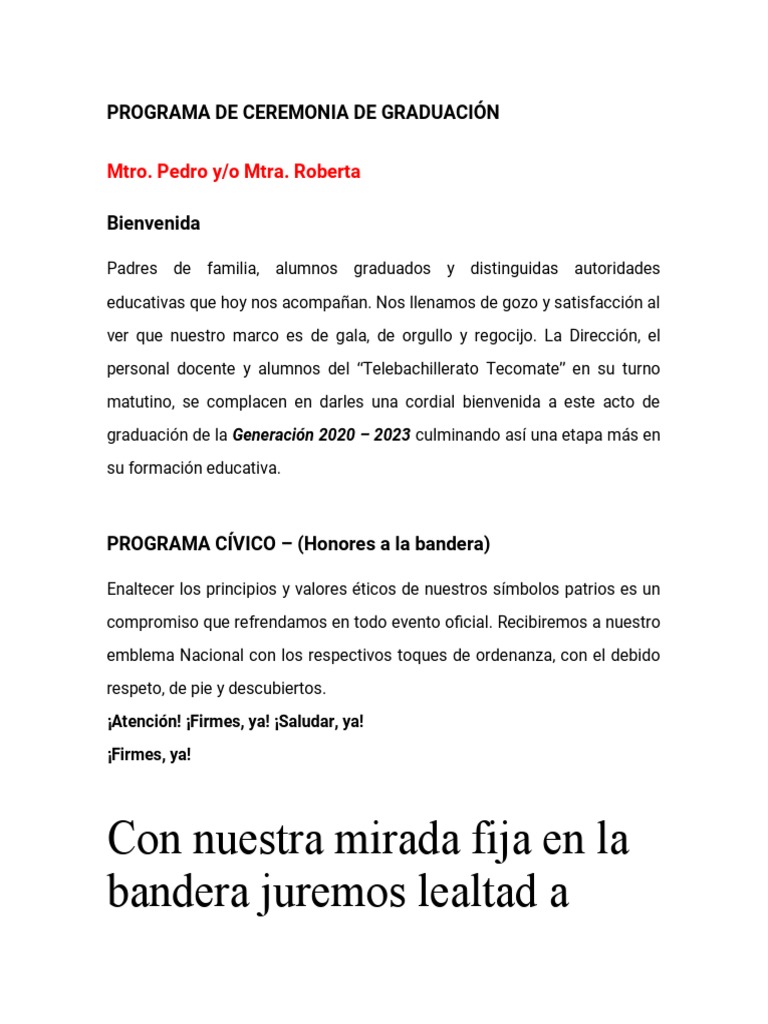 Programa de Ceremonias | PDF