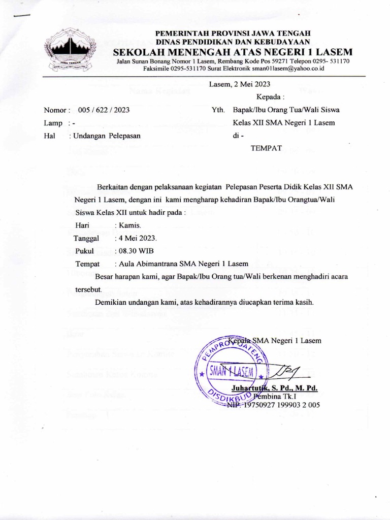 Undangan Pelepasan Kelas XII Untuk Orang Tua Wali Siswa | PDF Undangan Pelepasan Kelas XII Untuk Orang Tua Wali Siswa | PDF