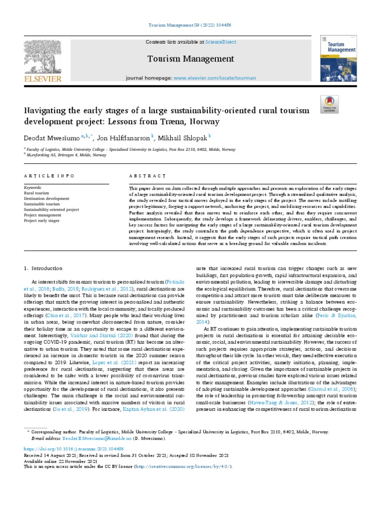 Navigating The Early Stages of A Large Sustainability-Oriented Rural ... Navigating The Early Stages of A Large Sustainability-Oriented Rural ...