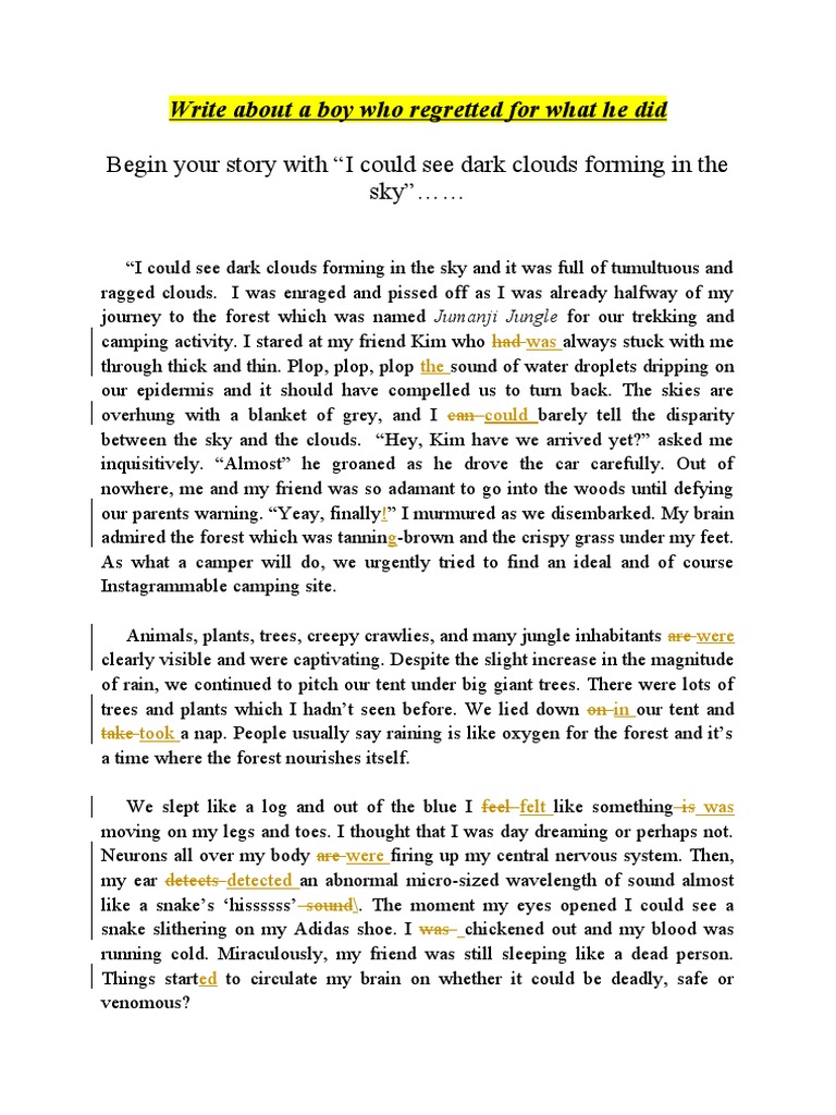 Write About A Boy Who Regretted For What He Did | PDF