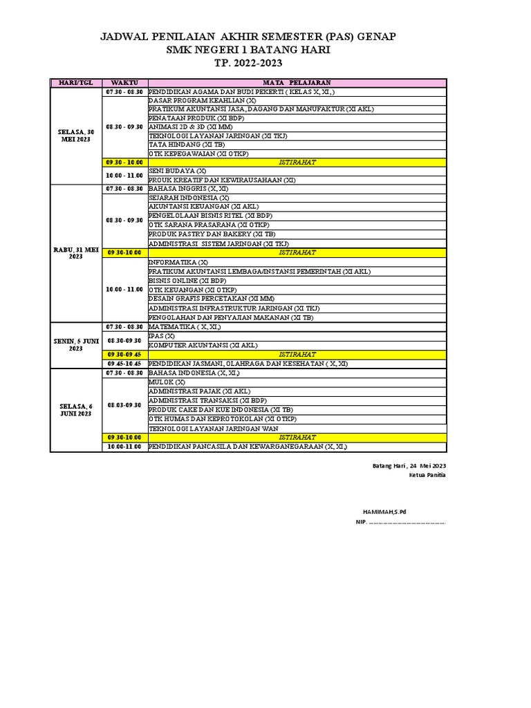 Jadwal Ujian Pas Genap 2023 Terbaru | PDF