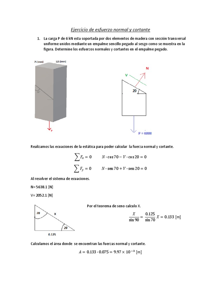 Ejercicios de Esfuerzo Normal y Cortante | PDF | Ingeniería mecánica ...