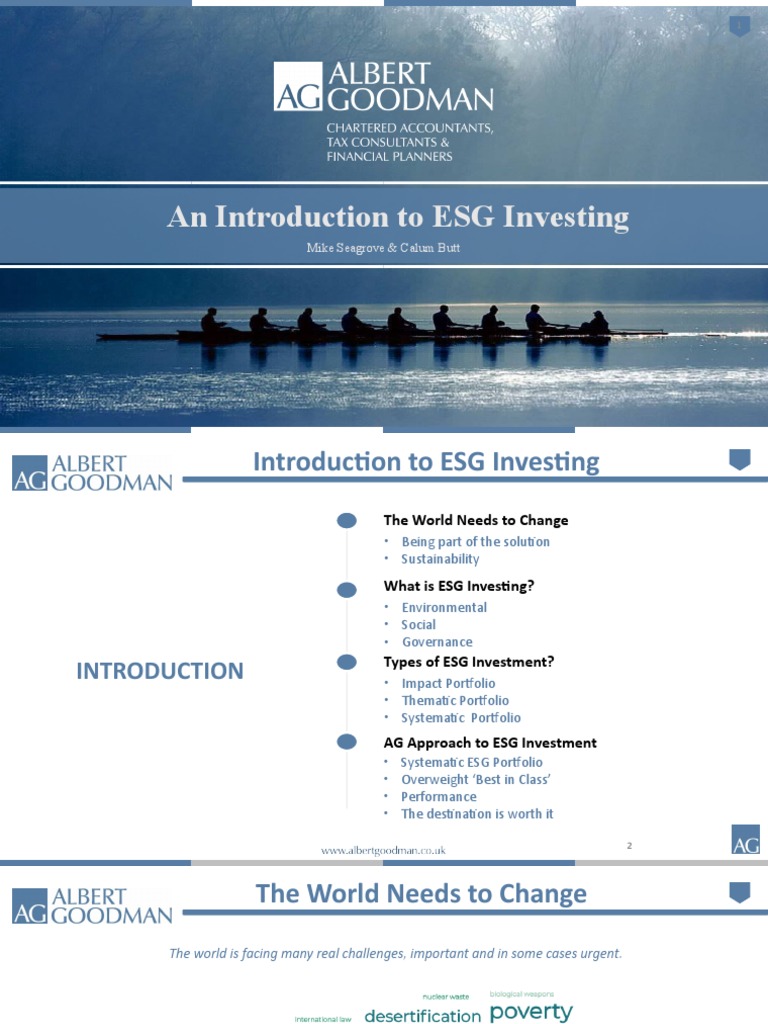 ESG Presentation | PDF | Sustainability | Risk