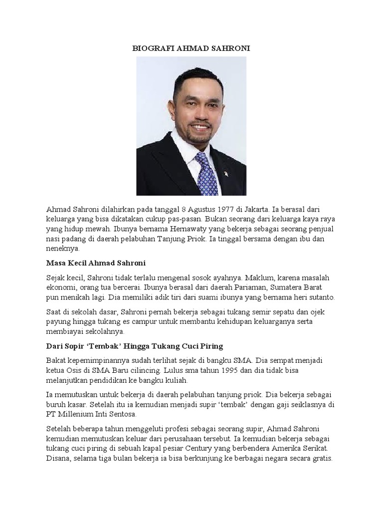 Biografi Ahmad Sahroni | PDF