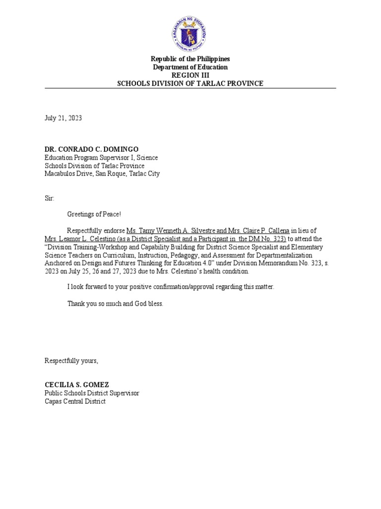 Endorsement Letter | PDF