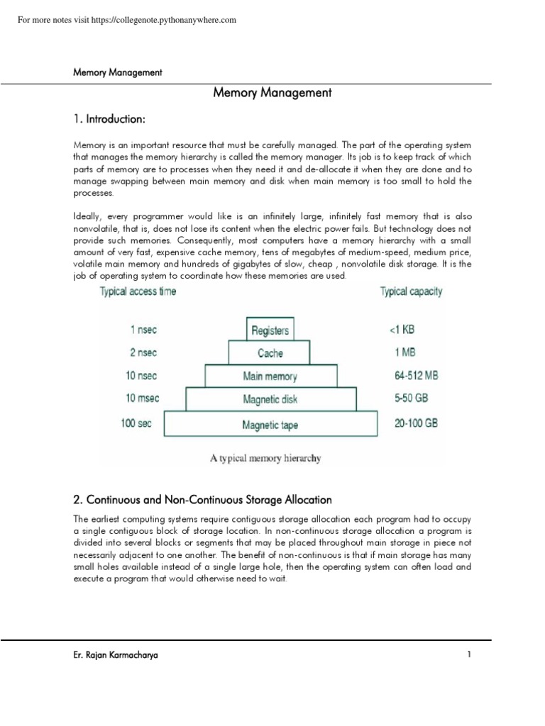 Unit 3 Memory Management | PDF | Computers | Technology & Engineering Unit 3 Memory Management | PDF | Computers | Technology & Engineering