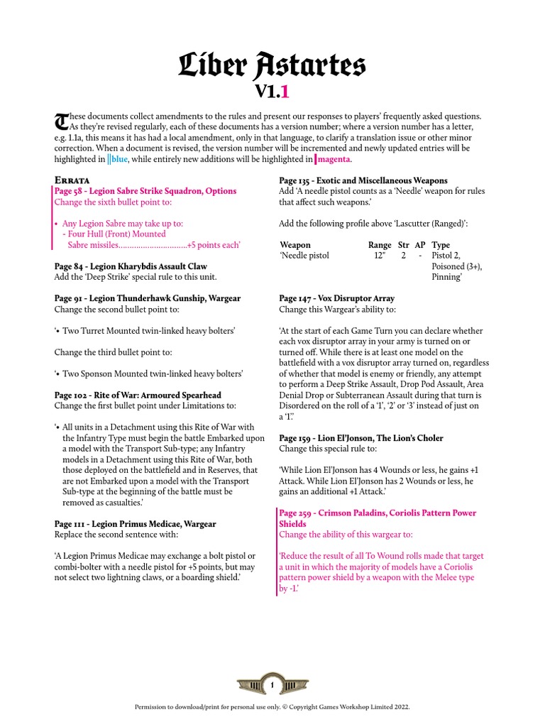 Horus Heresy Errata | PDF | Infantry | Military Science