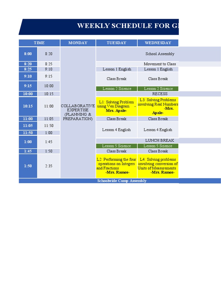 Class Schedule | PDF