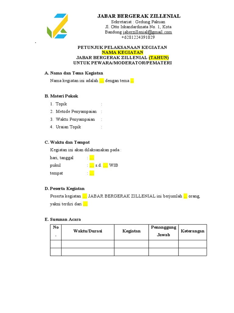 Format Tor Kegiatan | PDF