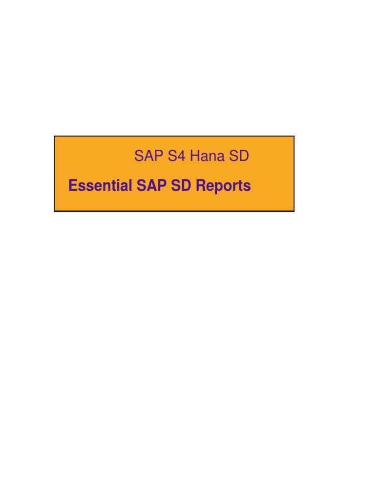 SAP S4 Hana SD Report | PDF SAP S4 Hana SD Report | PDF